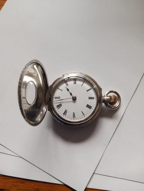 ANTIQUE HALF HUNTER Fine Silver Fully Hallmarks Working £120.00 ...