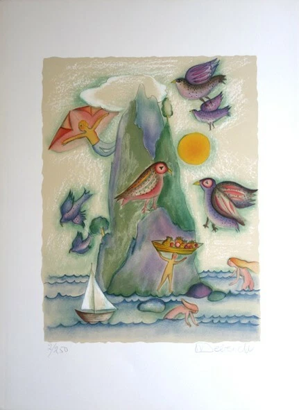 LITHOGRAPHIE ORIGINALE SUR Arches signée Françoise Debert "sans titre ...