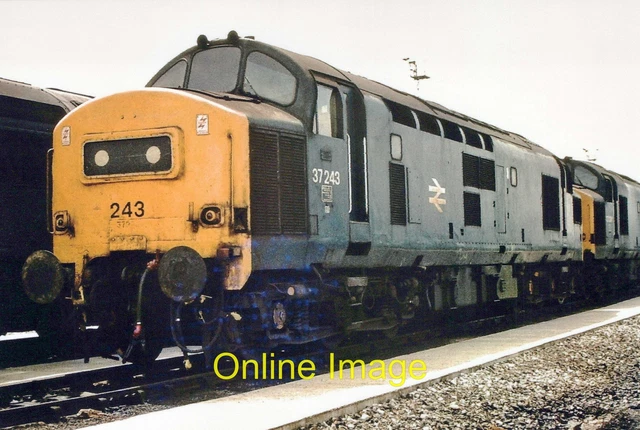 RAILWAY PHOTO 6X4 Class 37 37243 stabled at unknown location c1980's £2 ...