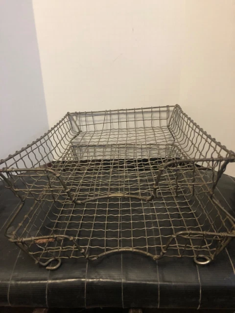 VINTAGE INDUSTRIAL WIRE File Stacked Desk Tray $19.99 - PicClick