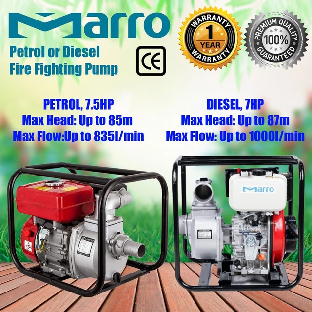 MARRO PETROL/DIESEL HIGH Flow Water Pump Fire Fighting Irrigation Up to ...