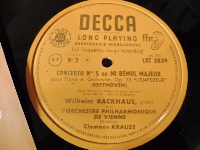 BEETHOVEN PIANO CONCERTO n.5 "Emperor" BACKHAUS/KRAUSS Decca LXT 2839 ...