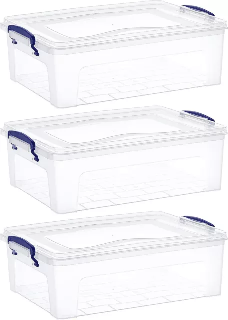 SUPERIO CLEAR PLASTIC Stackable Storage Bins with Lids, 22 Quart (3 ...
