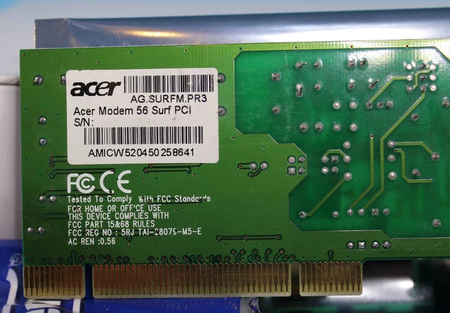 ACER MODEM 56K CPCM0P9006-02 Conexant PCI Karte, Datenmodem-Faxmodem 2x ...