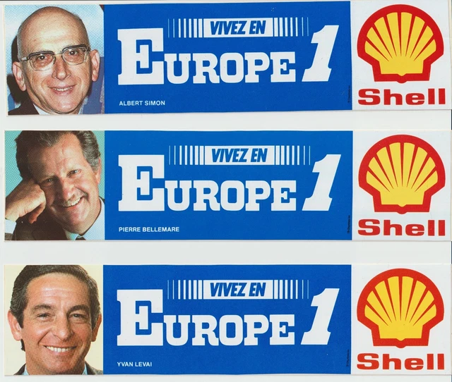 STICKERS VINTAGE EUROPE 1 Shell avec Albert Simon, Pierre Bellemare ...