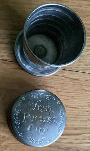 VINTAGE AMERICAN VEST POCKET CUP 100 YEARS OLD Collapsible USA Metal ...
