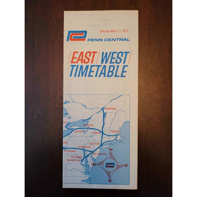 PENN CENTRAL EAST West Timetable Train Schedule March 1971 14 90 PENN CENTRAL EAST West Timetable Train Schedule March 1971 14 90