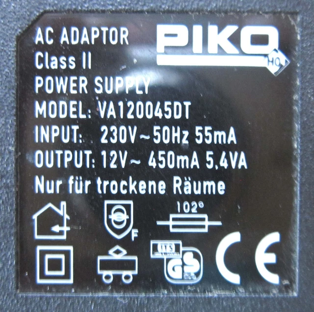 PIKO VA120045DT STECKERNETZTEIL Trafo Transformer für Piko 55003/SC4 ...