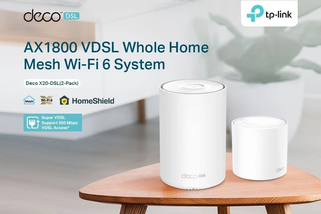 TP-LINK DECO X20-DSL AX1800 VDSL Modem Router + Home Mesh WiFi-6 NBN ...