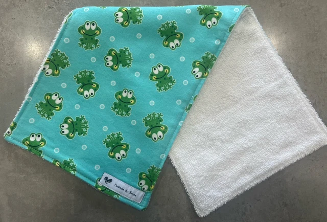 CUTE LITTLE FROGS Baby Burp Cloth Flannel Fabric Towel Backed Free Post ...