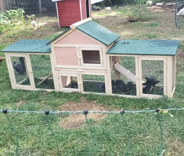 LARGE 7FT CHICKEN Coop Hen Poultry Ark House Rabbit Hutch Run Nest ...