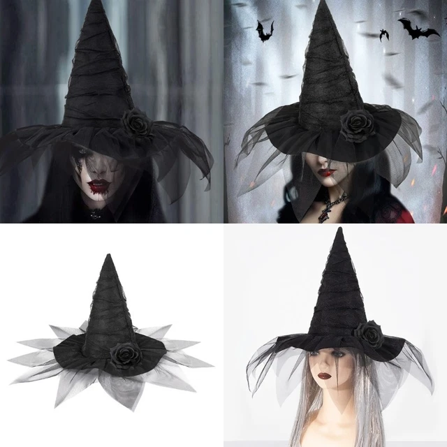 WITCH CAPS FLOWER Wizard Hat Cosplay Party Headwear Halloween Costume ...