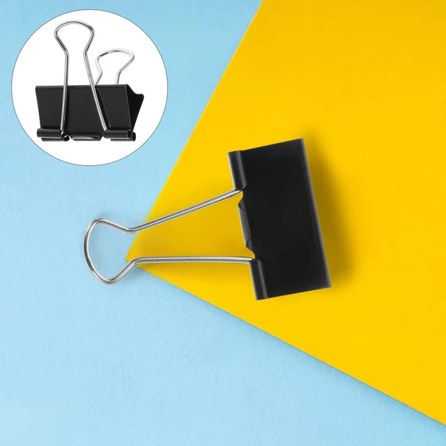 12PCS BINDER CLIP 41mm Document Paper Clip Document Fixing Clip Small ...
