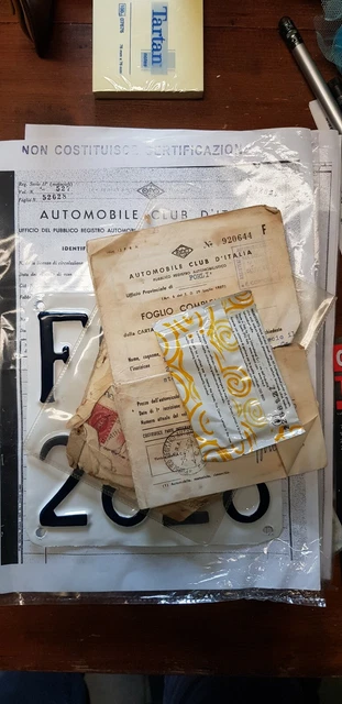 LIBRETTO DI CIRCOLAZIONE Targa originale da Collezione per Benelli ...
