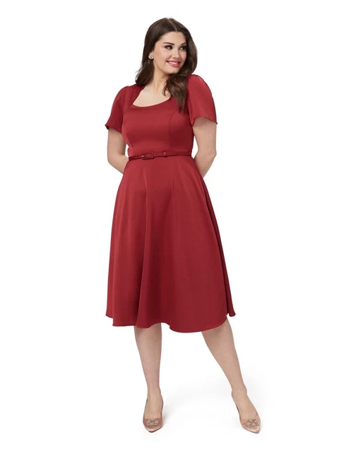 REVIEW MIDDLETON DRESS Size 8 BNWT Rusty Burnt Orange Fit N Flare Short ...