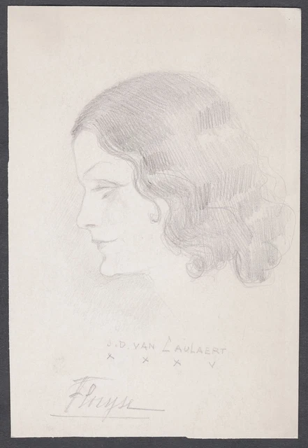 OLEO FILM CINEMA actrice actress Portrait dessin drawing Caulaert 1935 ...