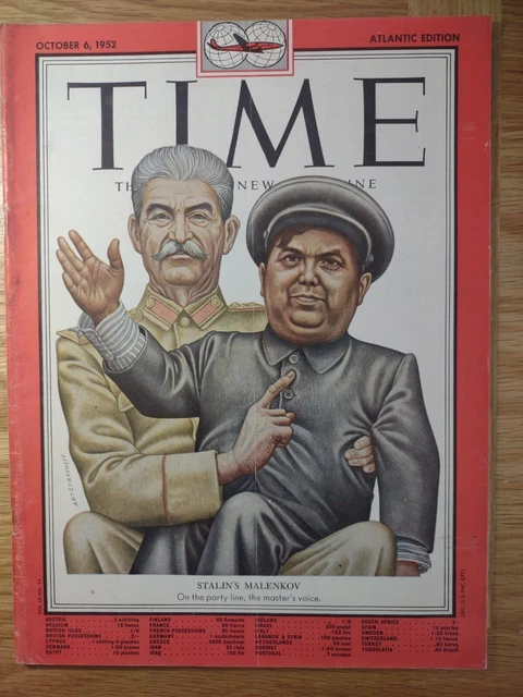TIME MAGAZINE OCTOBER 6, 1952 Stalin's Georgy Malenkov £9.99 - PicClick UK