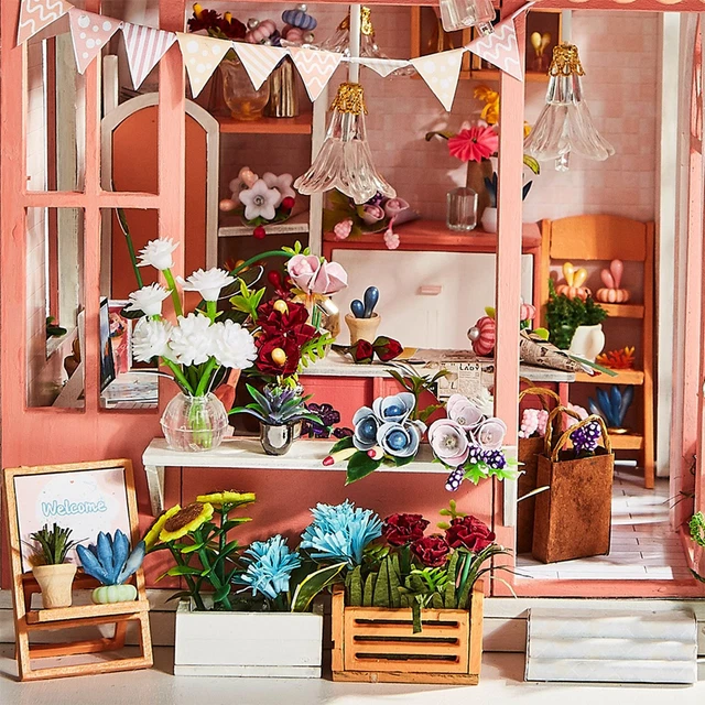 MINIATURE DOLLHOUSE MODEL Kit Flower DIY Dollhouse Assembly Toy Mini ...