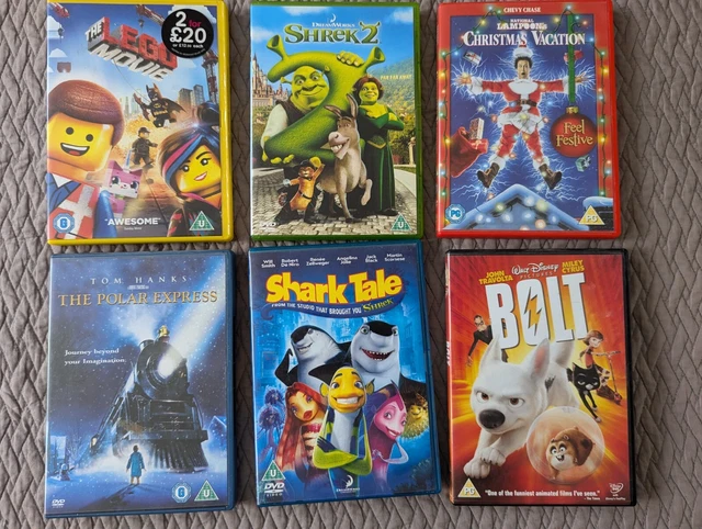 6 DVD KIDS movies Bundle: Shrek 2, Lego, Bolt, Shark Tale, Polar ...