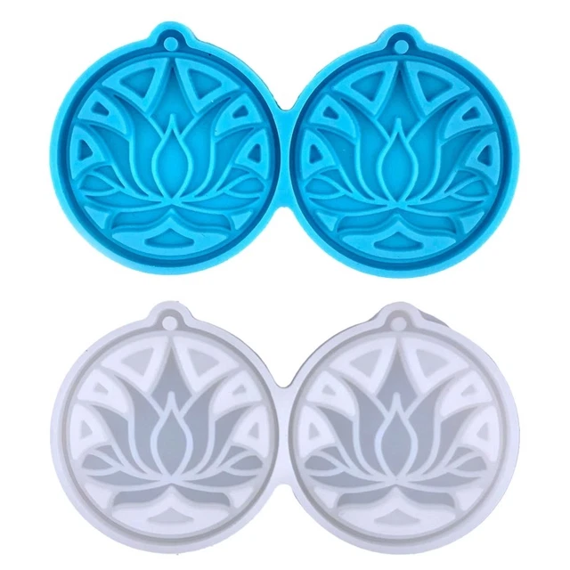 DIY SHINY GLOSSY Lotus Shape Keychain Earrings Pendant Mould Resin ...