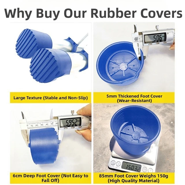 LADDER FOOT COVERS Rubber Anti Slip Pads for Stable Ladder Use 48mm ...