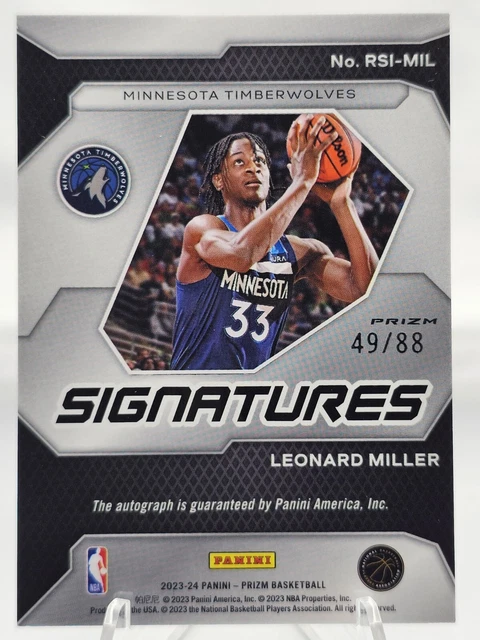 LEONARD MILLER 2023-24 Prizm Choice Signatures Portée ROUGE RC AUTO #49 ...