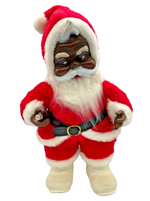 RARE VINTAGE RUSHTON Coca Cola African American Santa Plush White Boots ...