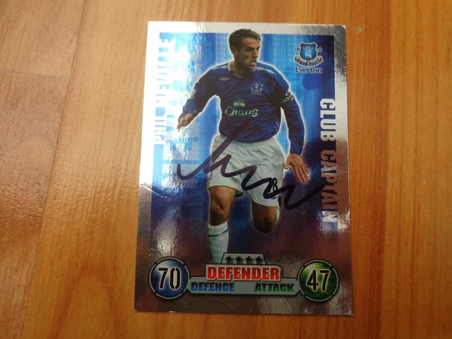 ORIGINALE FIRMATA A Mano Phil Neville Everton FC Partita Attax 2007 ...