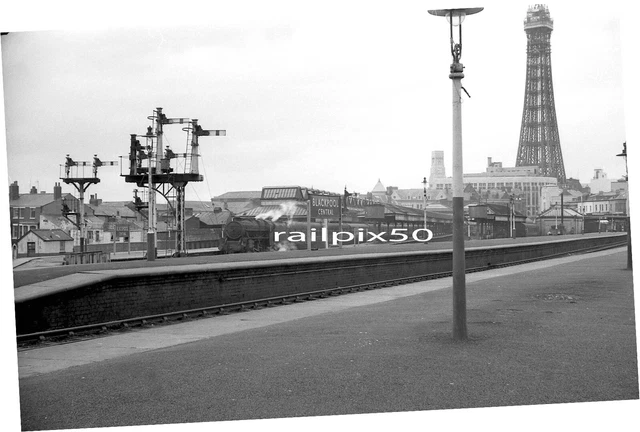 ORIGINAL RAILWAY NEGATIVE. JW6.42 Blackpool Central station. Black Five ...
