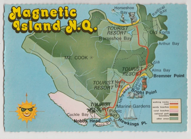 AUSTRALIA QUEENSLAND QLD Map of MAGNETIC ISLAND Murray Views postcard ...