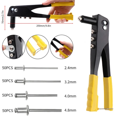 HEAVY DUTY RIVETER Set,Pop Rivet Gun Tool 200Pc Blind Rivets Assortment ...