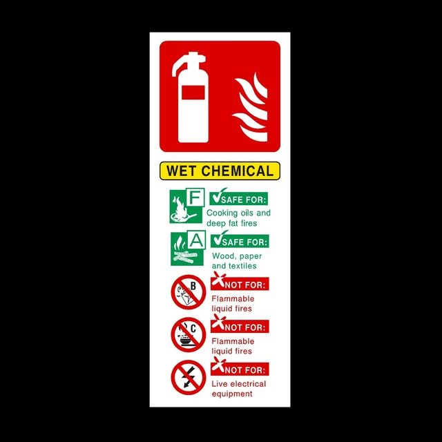 FIRE EXTINGUISHER WET Chemical Fire ID Plastic Sign OR Sticker (FE35) £ ...