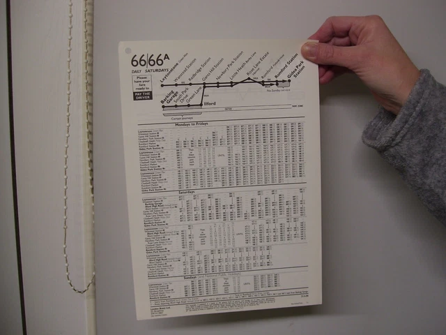 LONDON TRANSPORT BUS Stop Panel Timetable-Routes 66 66A-Febuary 1987 ...