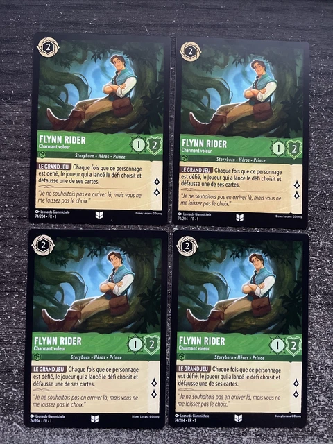 CARTE LORCANA TCG Disney Chapitre 1 Flynn Rider 74/204 Unco X4 Neuf Fr ...