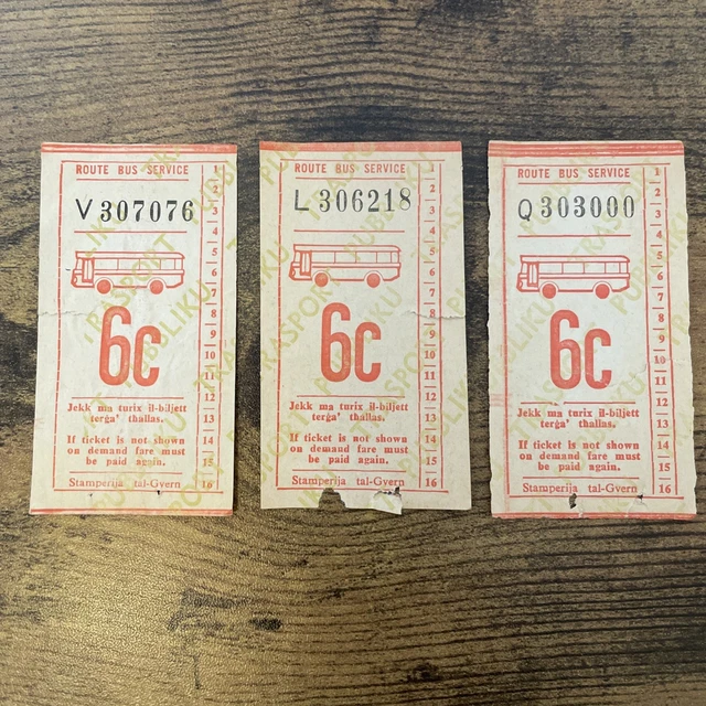 RARE MALTA BUS Ticket x3 Lot.11 £10.77 - PicClick UK