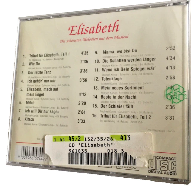 ELISABETH - DIE schönsten Melodien aus dem Musical - CD OVP - privat ...