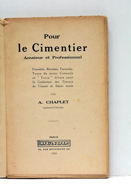 CHAPLET POUR LE Cimentier Illustrations Paris 1926 EUR 30,00 - PicClick FR
