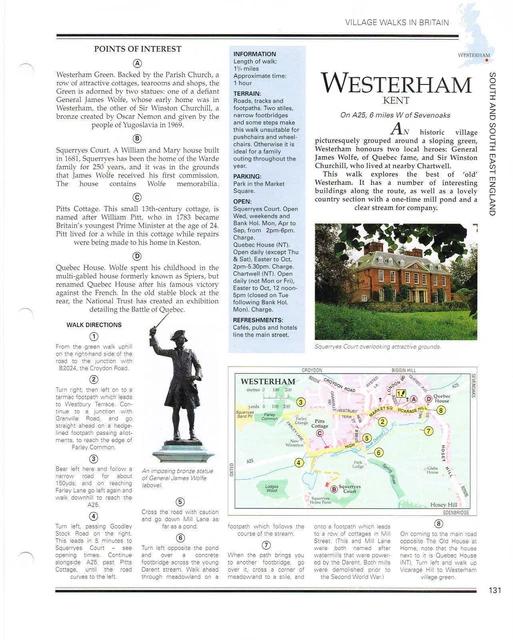 WESTERHAM KENT VINTAGE Walking Route & Map circa 1991 #131 £2.49 ...