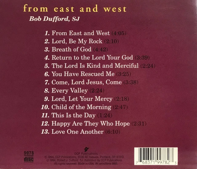 BOB DUFFORD: FROM East and West (CD OCP Publications) *Very Good* $16. ...