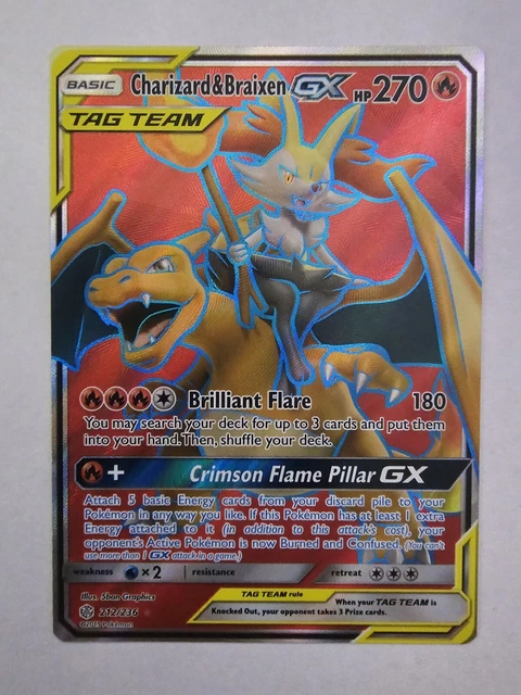 POKÉMON TCG CHARIZARD & Braixen Tag Team GX Cosmic Eclipse 212/236 Holo Full Art $54.99 ...