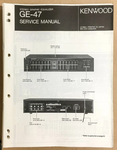 KENWOOD GE-47 EQUALIZER Service Manual *Original* £9.40 - PicClick UK