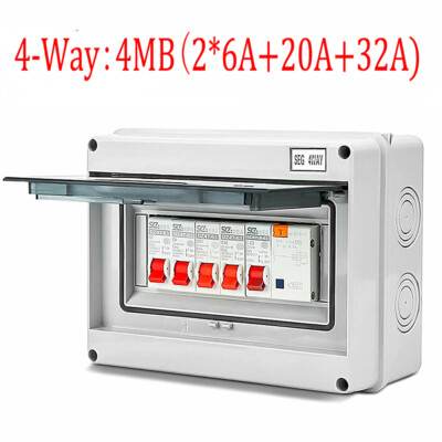4 WAY GARAGE IP65 Weatherproof Consumer Unit Enclosure 63A 30mA RCD MCB ...