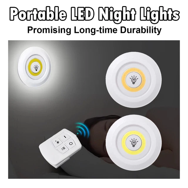 LED COB UNDER Cabinet Light 3w Battery Operated Night Warm Dimmable ...