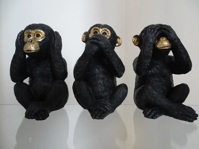 3 AFFEN NICHT hören sehen sagen schwarze Schimpansen Schimpanse Cor ...