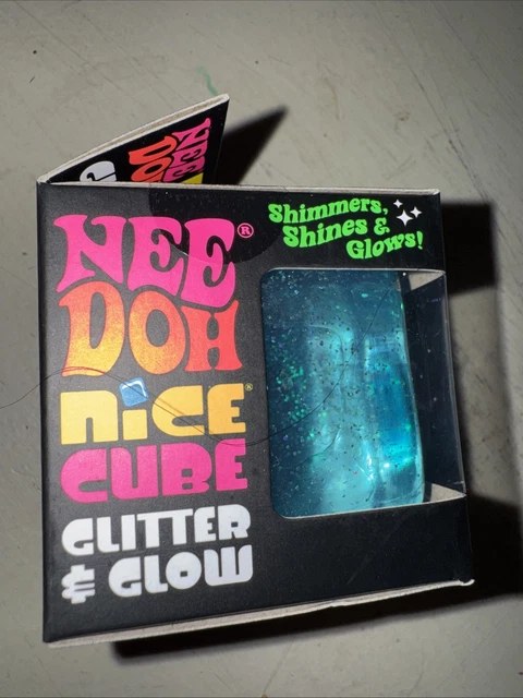 NEEDOH NICE CUBE Glitter and Glow Nee Doh Squishy BLUE NEW £18.05 ...