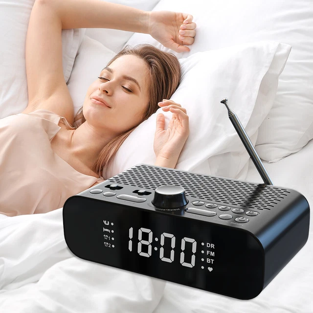 PORTABLE DAB FM Radio BT Digital Radio Rechargeable Digital Alarm Clock ...