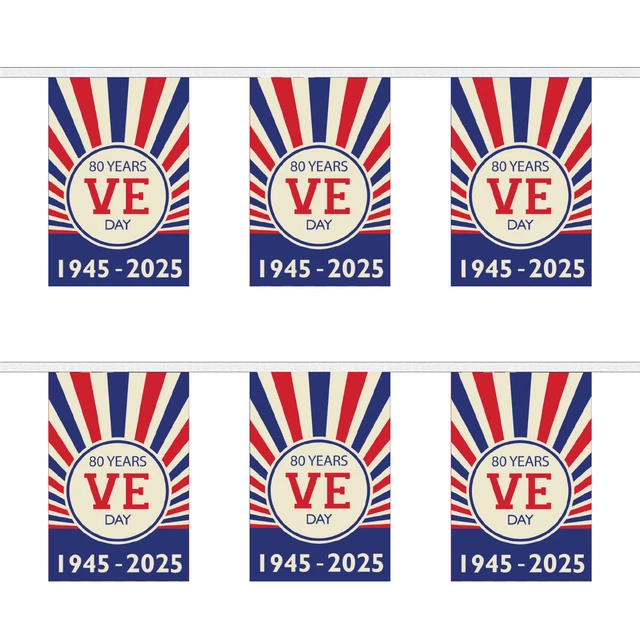 VE DAY 80TH Anniversary 2025 Rectangle Bunting 80 Years Victory In ...