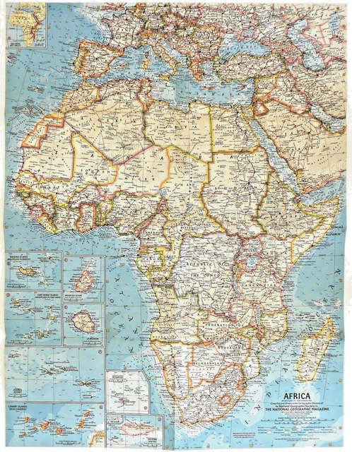 1960-9 SEPTEMBER VINTAGE Map of AFRICA National Geographic Plate 54 EUC ...
