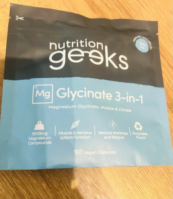 3X PACKS NUTRITION Geeks Magnesium Glycinate 3-in-1 Complex, 1800mg ...