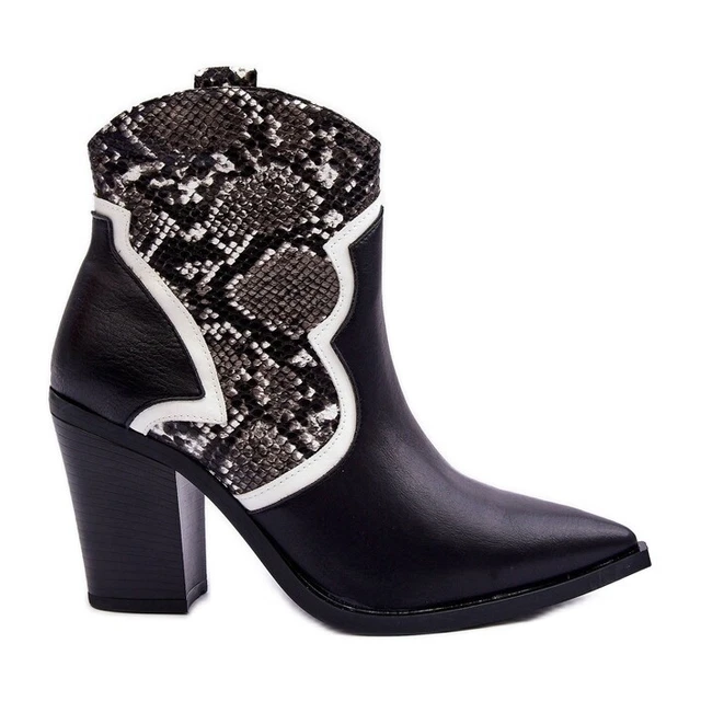 BOTAS COWBOY MUJER Serpiente Blanco Y Negro Leara EUR 29,68 - PicClick FR